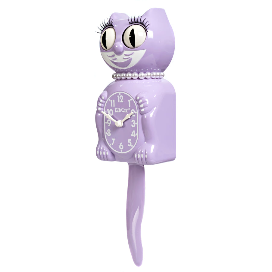 Pastel Lilac Lady Kit-Cat Klock | Delicate 15.5" Charm
